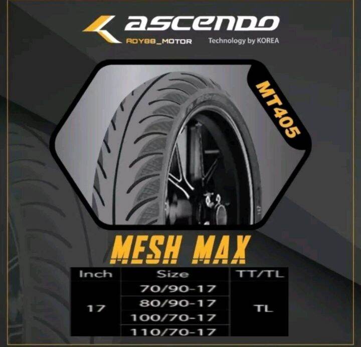 Ascendo Korea Tire Ban Luar MESH MAX MT 405 Ring 17 TL TUBLESS | Lazada ...