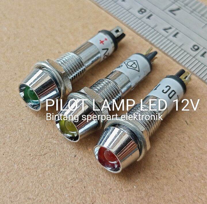 (1Buah) PILOT LAMP LED 12V BESI DRAT 8mm PILOT LAMP 12V LED BESI LAMPU ...