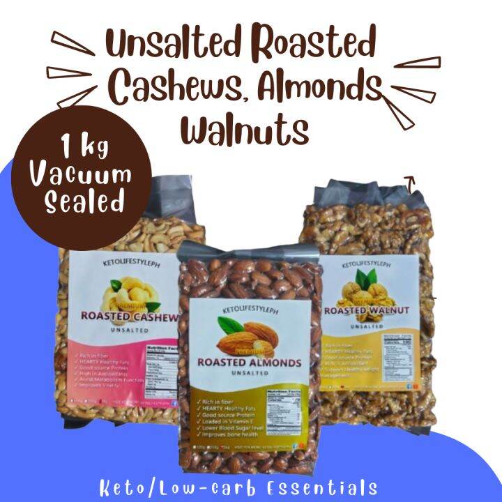 Walnuts, Split Cashew, Almond Nuts 1kg (Unsalted Nuts, Roasted & Raw ...