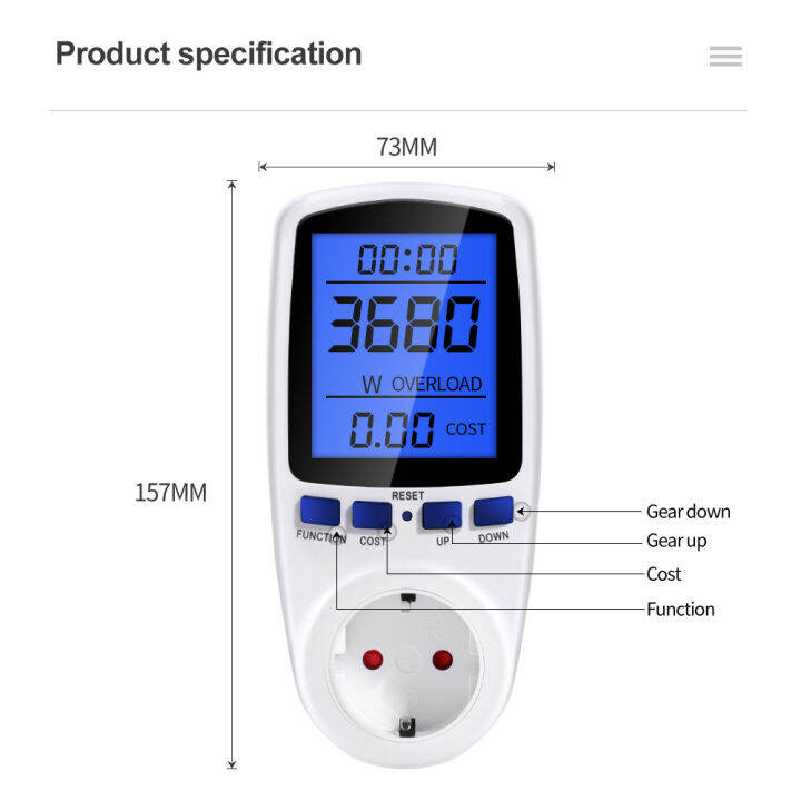 220V Power Electric Monitor ซ็อกเก็ตแรงดันไฟฟ้าวัตต์มิเตอร์ใช้มิเตอร์ ...