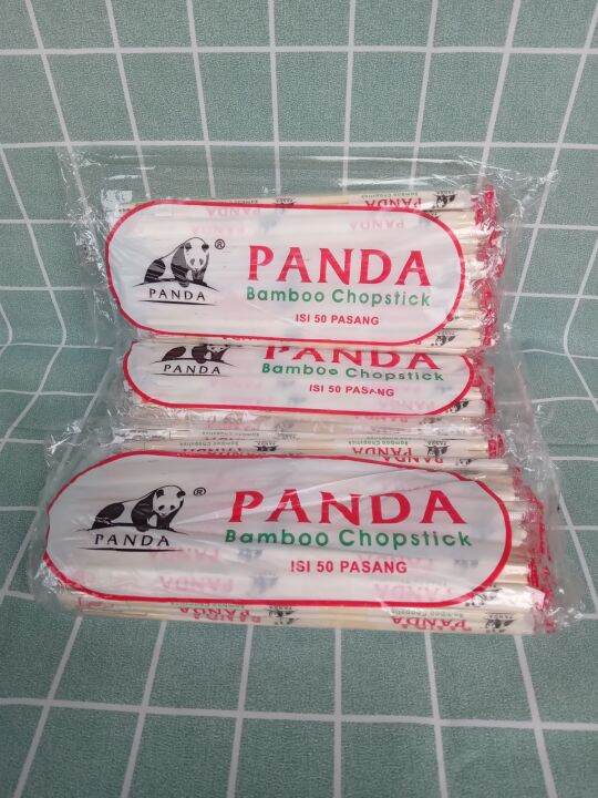 Sumpit Bambu Panda + Tusuk Gigi /Bamboo Chopstick ,1pack isi 50 Pasang ...