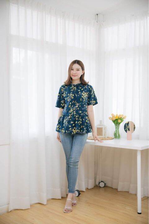 Mommade-เสื้อให้นม ชุดให้นม Blue Yellow Furry Top | Lazada.co.th