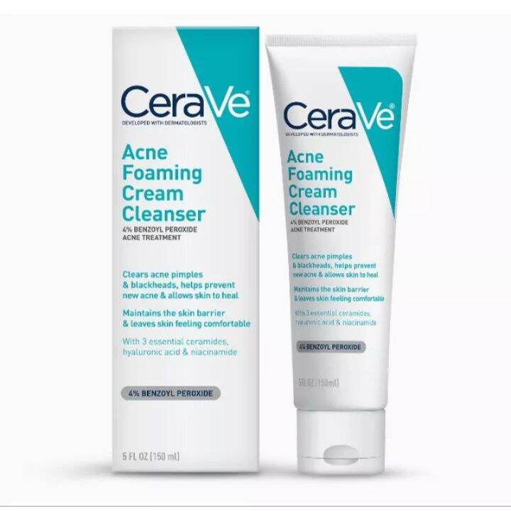 CeraVe Acne Foaming Cream Cleanser 4% Benzoyl Peroxide 150ml treatment | Lazada Indonesia