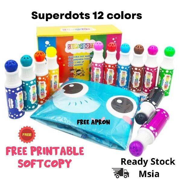 SUPERDOTS 12 colors Small Dot Marker Do-A-Dot Washable Art Marker | Lazada