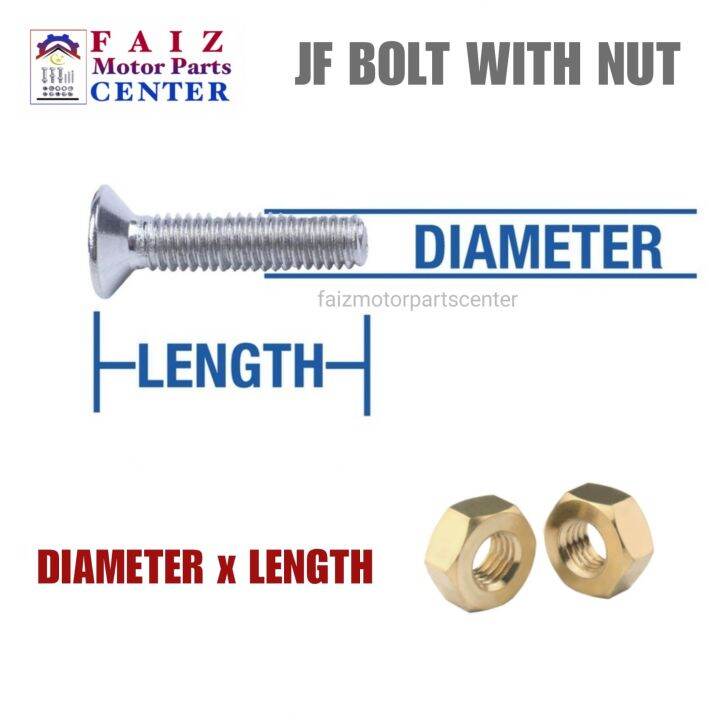JF 6x10, 6x12, 6x15, 6x20, 6x25, 6x30, 6x35, 6x40, 6x45, 6x50 FLAT MACHINE BOLT WITH NUT ...