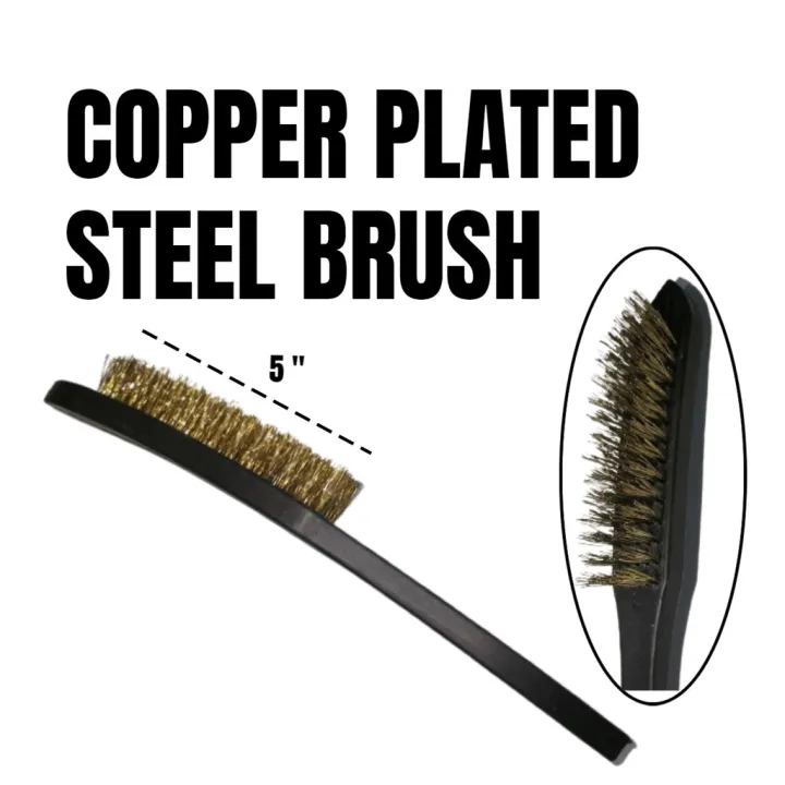 Steel Wire Brush Rust Cleaning Brush Copper Plated With Plastic