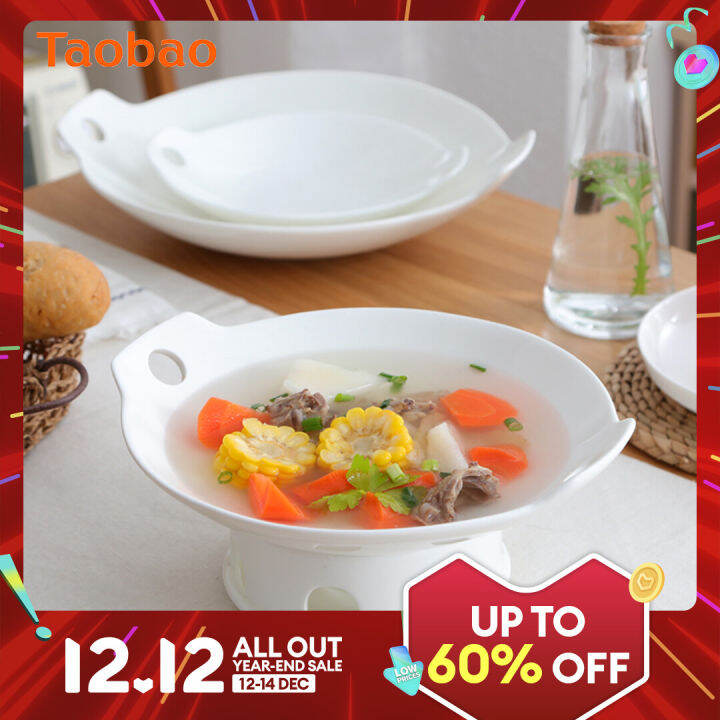 Practical Heated Buffet Platter Pot with Stove Base Creative Ceramic ...