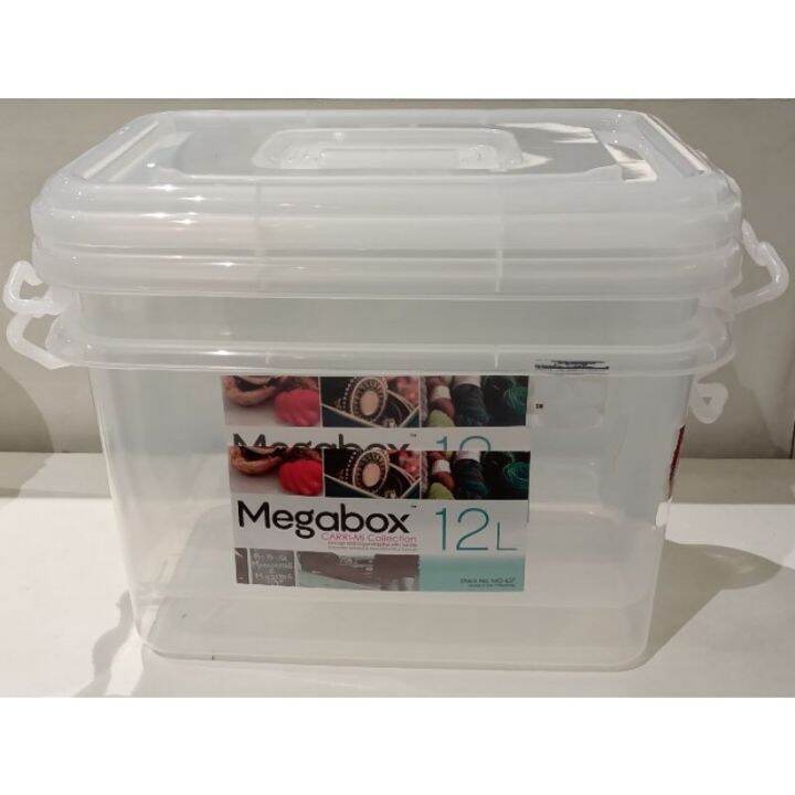 2pc Megabox Clear 12L Storage Box STACKABLE AND SIMPLE PLAIN CLEAR WITH ...