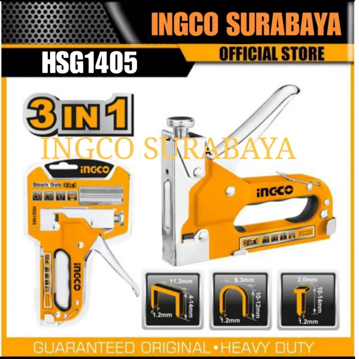 INGCO HSG1405 STAPLE GUN 3 IN 1 STAPLES TEMBAK JOK STAPLER STEPLES ...