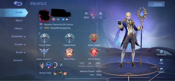 MLBB Account; All heroes purchased; with epic, starlight, legend ...