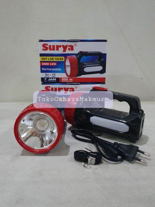 Senter Cas Rechargeable Surya SHT L3W 10 LED SMD LED / Senter Emergency | Lazada Indonesia