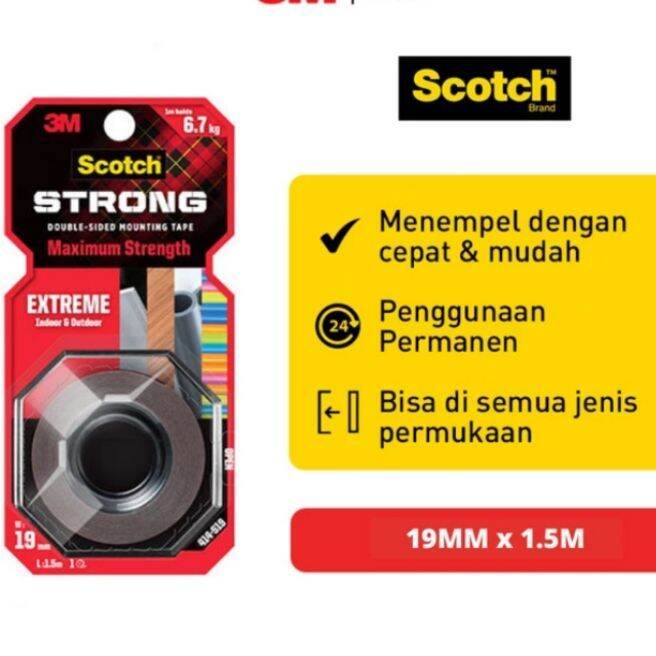 Double Tape 3M Original 3M Scotch 3M Extreme Tape Super Kuat Mounting 414-S19 19mm x 1,5 meter ...