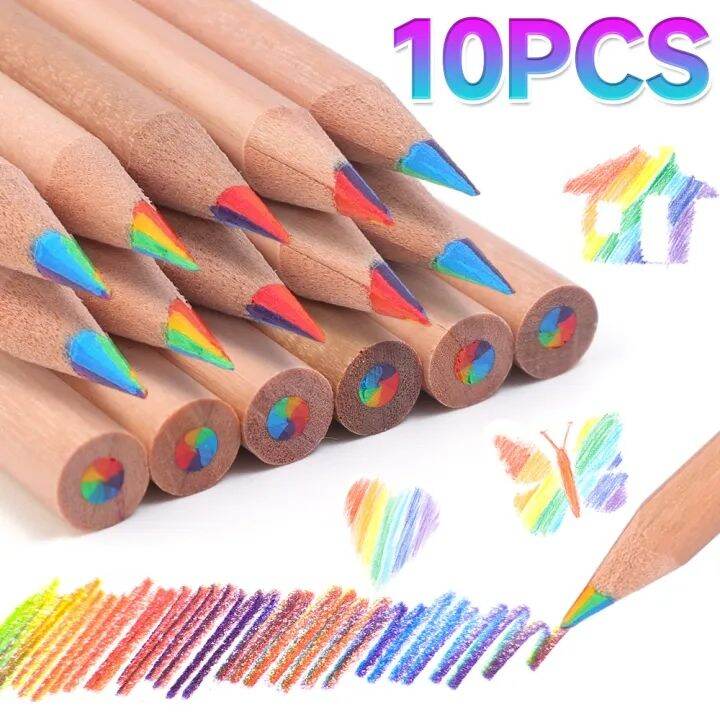 7 Colors Wooden Rainbow Core Colored Pencils Student School Graffiti ...