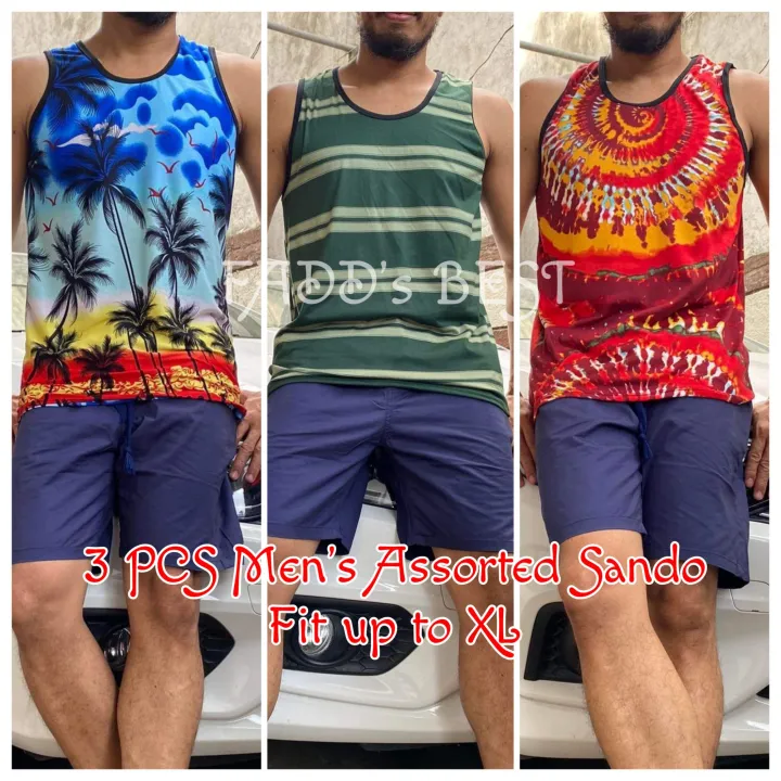 3 PCS MEN'S SANDO FIT UP TO XL -ASSORTED | Lazada PH
