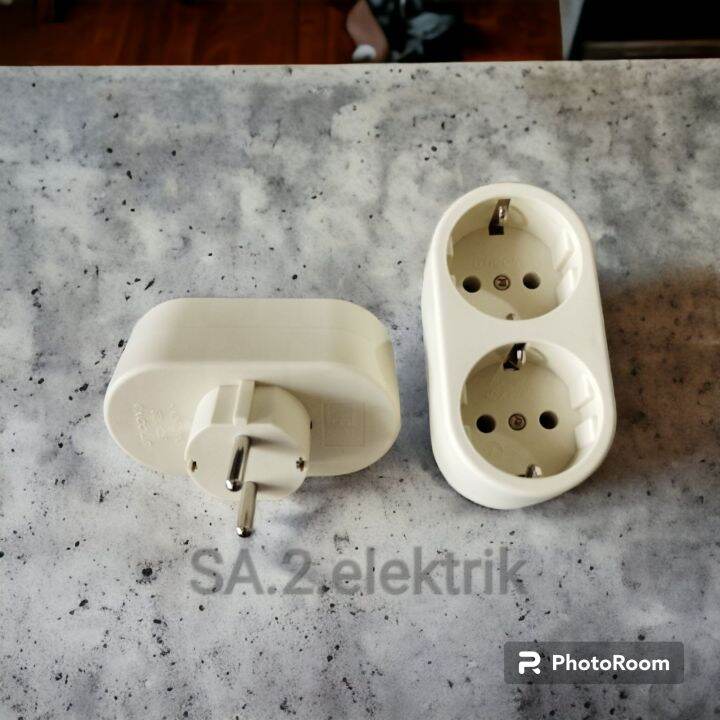 Uticon stopkontak Arde 2-soket/colokan sambungan kaki 2 dan colokan 2 ...