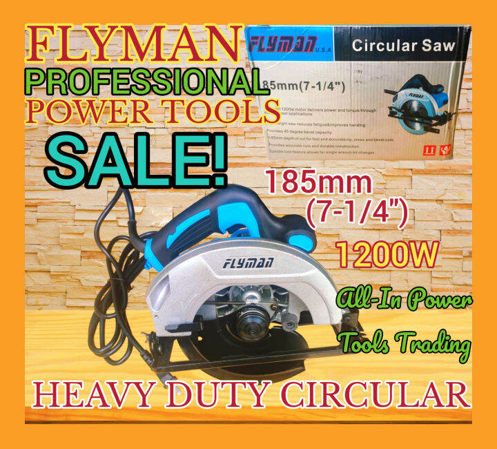 HEAVY DUTY DUTY CIRCULAR SAW 1200W 185MM FLYMAN USA PROFESSIONAL TOOLS ...