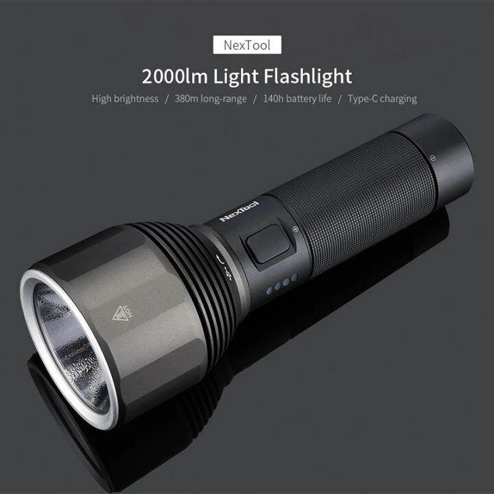 Xiaomi Mijia Outdoor Flashlight ไฟฉายกลางแจ้ง IPX7 กันน้ำ 2000lumens ไฟ ...