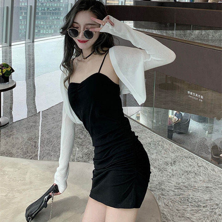 พร้อมส่ง เสื้อคลุมไหมพรมแขนยาว ทรงครึ่งตัว ใส่คลุมชิคๆ สไตล์เกาหลี แมทกับเดรสน่ารักๆเกาหลีสุดๆค ...