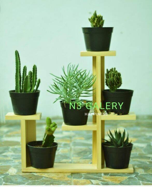 rak kayu bunga kaktus rak bunga rak minimalis rak kayu unik | Lazada ...