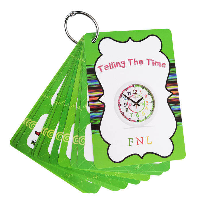 Kids Flashcards Learn To Tell Time Analog Clock Math Game Flash Cards ...