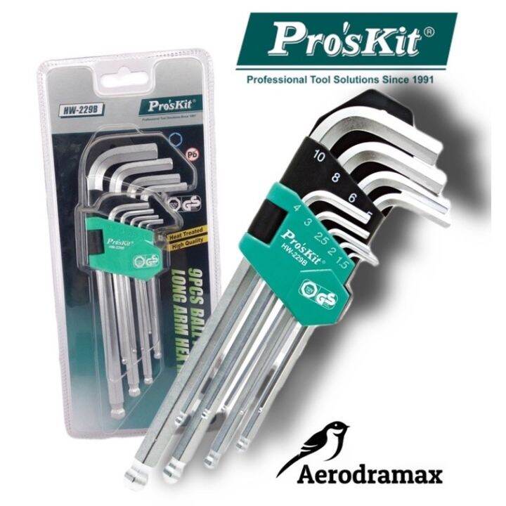 Pro’sKit HW-229B 9pcs Ball Point Long Arm Hex Key Set | Lazada