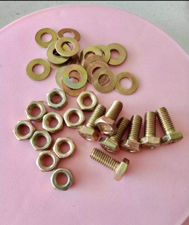 Baut 10 Mur M6x15 Dan 2 Ring Kuning Tiap Baut Paket (10pcs) | Lazada ...