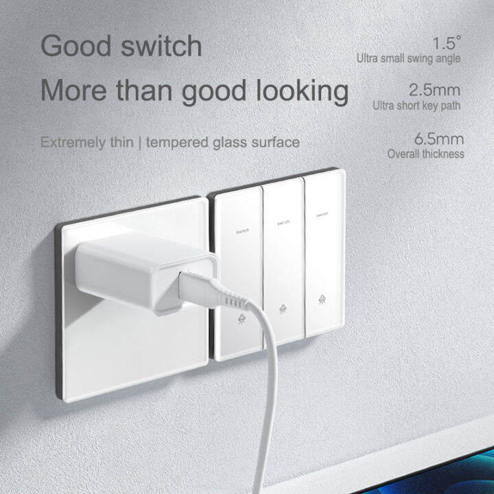 FLKL Ultra Frameless Tempered Glass wall socket Modern Design Toughened ...