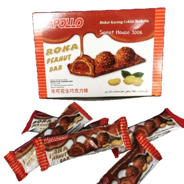 Apollo 18g x 24'S Roka Peanut Bar Biscuit Convered With Chocolate Mixed ...