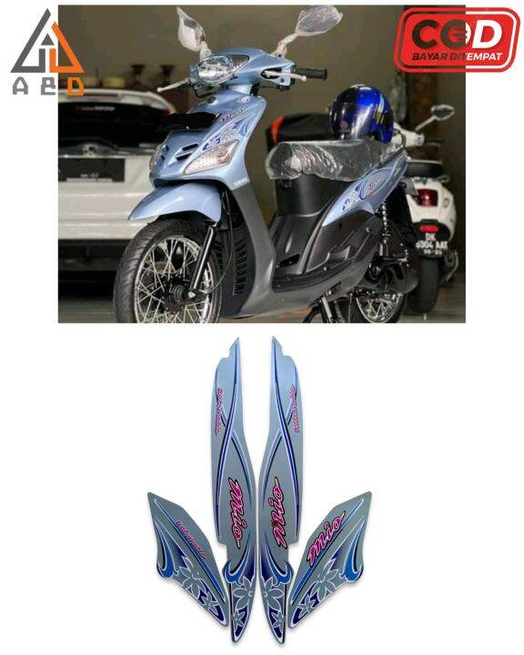 Striping Stiker Lis Les Motor Yamaha Mio Sporty Bunga 2004 2005 Biru ...