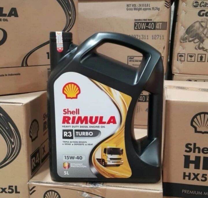 OLI/OIL SHELL RIMULA R3 TURBO HEAVY DUTY DIESEL 15W 40 KEMASAN 5 LITER ...