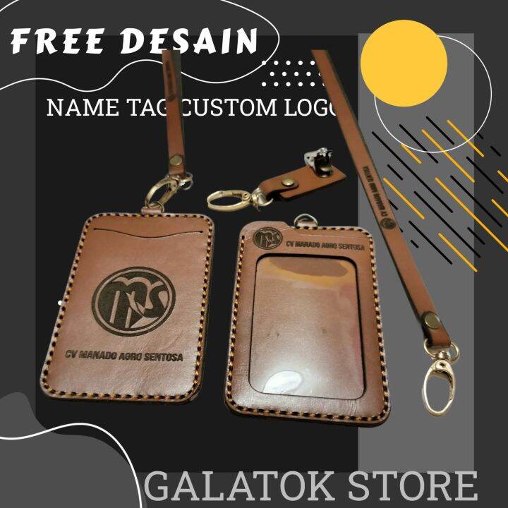 NAME TAG KULIT ASLI FREE DESAIN CUSTOM LOGO ID CARD | Lazada Indonesia