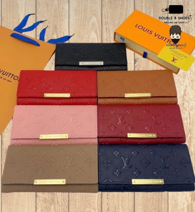 🎉 กระเป๋าตังค์หลุย หนังลายปั้ม LV wallet💯 กระเป๋าตังค์ผู้หญิงใบยาว ...