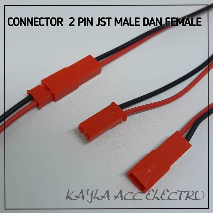 (3 Pcs) Connector Cable 2 Pin JST Male dan Female / Socket Kabel JST 2 ...