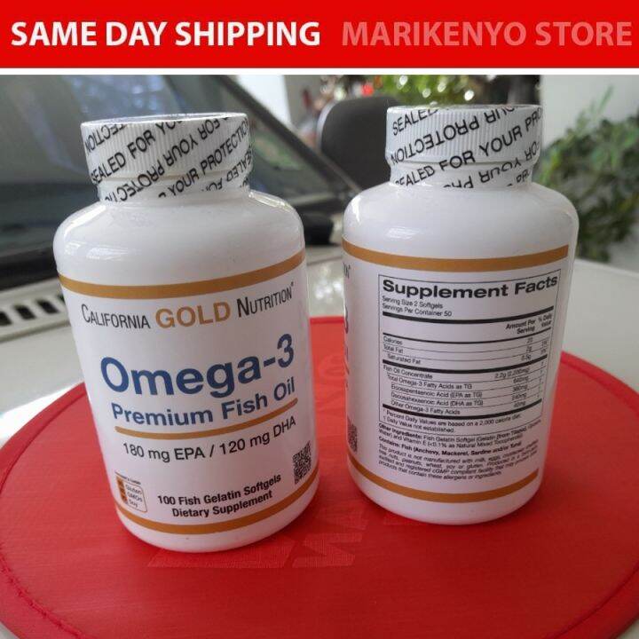 CALIFORNIA GOLD NUTRITION Omega-3 Premium Fish Oil 180 mg EPA /120 mg DHA, 100 Fish Gelatin ...
