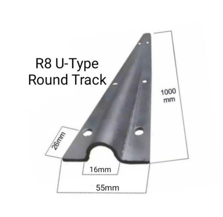 ☑️1m/pc U(R8)-Groove Track , 16mm diam U-Track or C-Track Sliding Gate ...