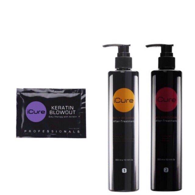 Icure Keratin Blowout 35ml + Shampoo 300ml + Condi 300ml | Lazada PH