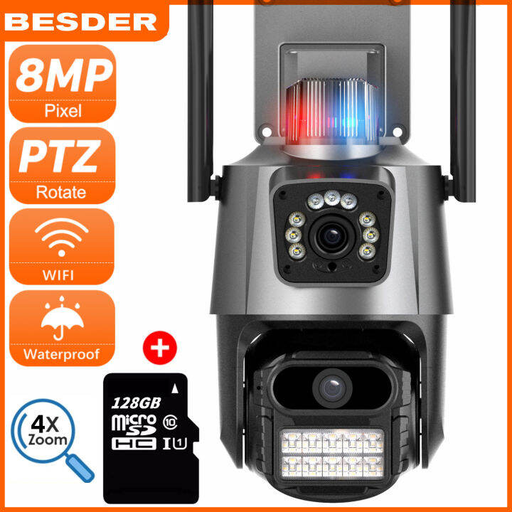 BESDER 8MP 4K WiFi IP Camera Outdoor Waterproof PTZ Dual Lens Dual ...