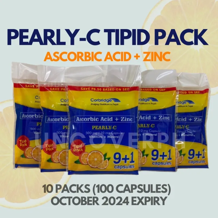 PEARLY-C TIPID PACK (Ascorbic Acid+ Zinc) 500mg/10mg, Exp: Oct 2024 ...