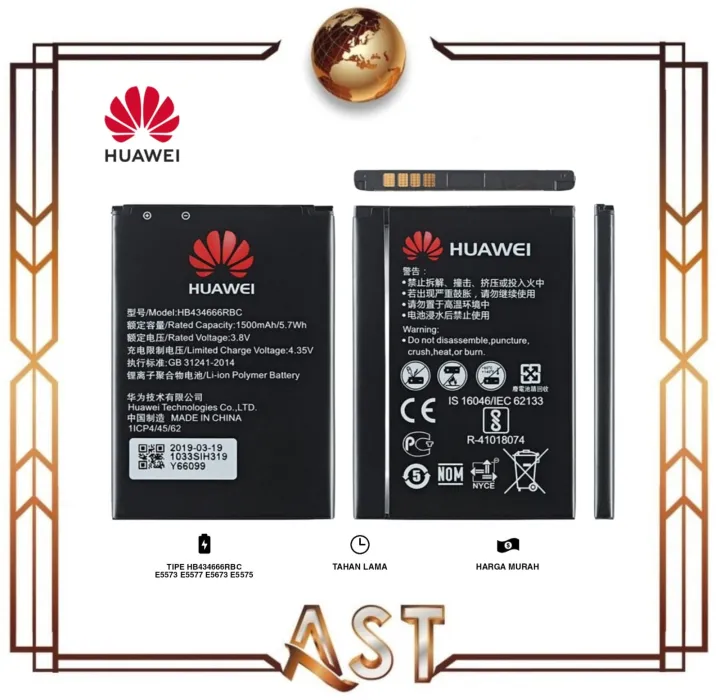 Baterai Modem Huawei Bat E5577 E5573 E5673 HB434666RBC Batre Bolt Slim ...