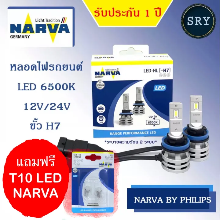 NARVA หลอดไฟหน้ารถยนต์ ขั้ว H7 +150% LED 6500K (12V และ 24V) RANGE ...