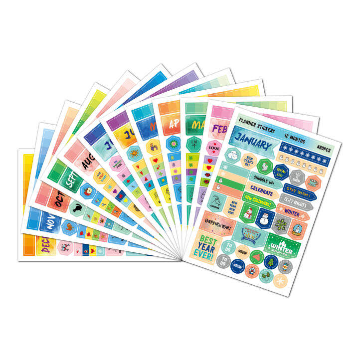 Sticker fun monthly planner index sticker self-adhesive classification ...