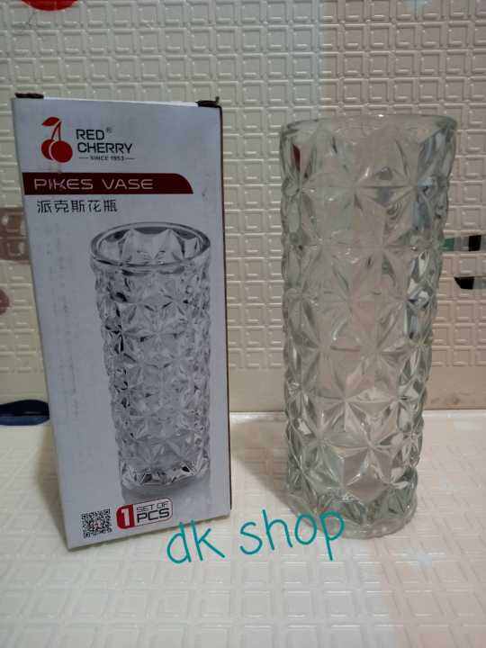 vas bunga kaca model kristal tinggi 19,5cm/vas bunga kaca cantik ...
