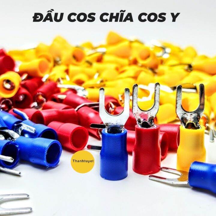 Túi 100c đầu cos chỉa bọc nhựa, đầu cos chữ y, cos y đầy đủ kích thước SV1.25-3. 2-3,2-4,2-5,5-6 ...