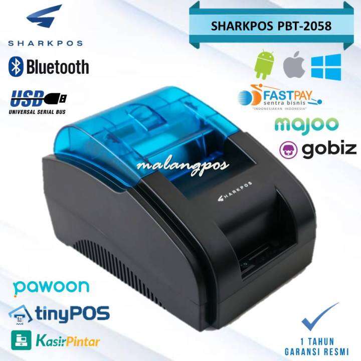Printer Bluetooth Thermal Sharkpos PBT USB Bluetooth 58MM Kertas Struk ...