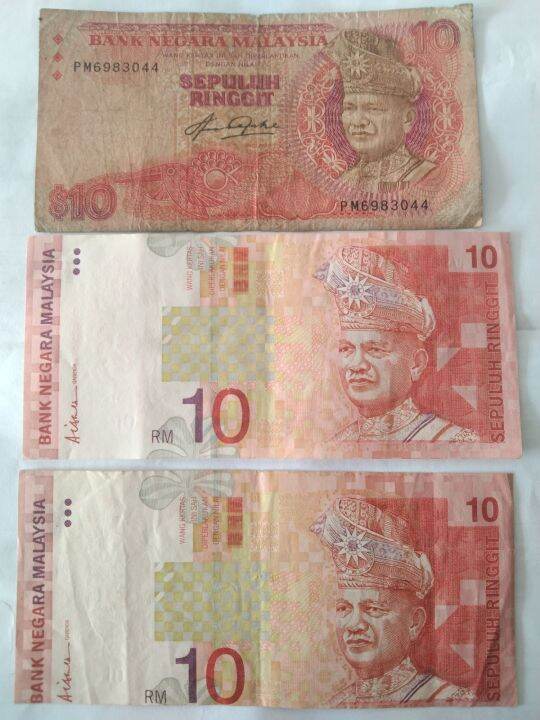 （Lot of 3）DUIT MALAYSIA RM10/MALAYSIA NOTE （5th & 9th series，last one ERROR cut） | Lazada