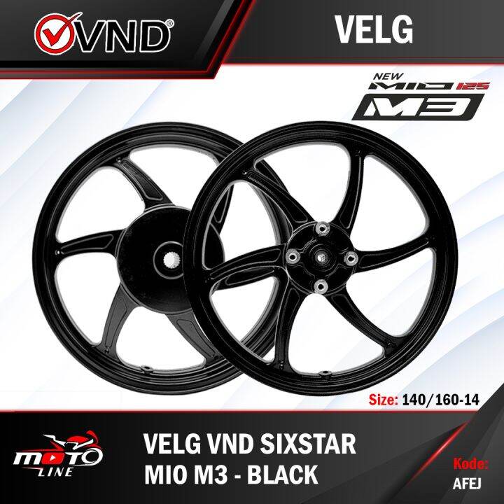VELG VND SIX STAR MIO M3 140/160 RING 14 BLACK | Lazada Indonesia