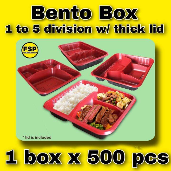 1 Box (500 pcs).Bento Box 1 to 5 division with lid | Lazada PH