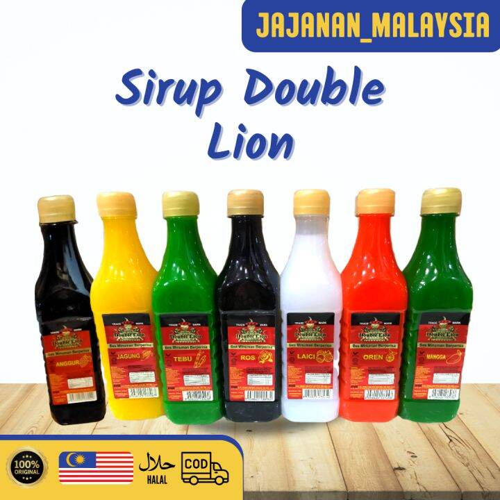 Sirup Double Lion Malaysia Varian Jagung Mangga Ros merah Oren Laici ...