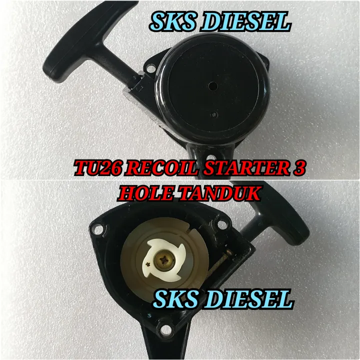 TU26 777 RECOIL STARTER KAP TARIKAN ENGKOL MESIN SEMPROT HAMA 2 TAK 3 LUBANG MODEL TANDUK ...