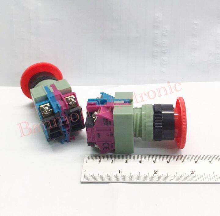 (แพ็ค1ตัว) ABW-411 สวิทช์กดติด-กดดับ สีแดง(Pushbutton Switch) Maintain 1NO 1NC สวิทช์คอลโทล ...